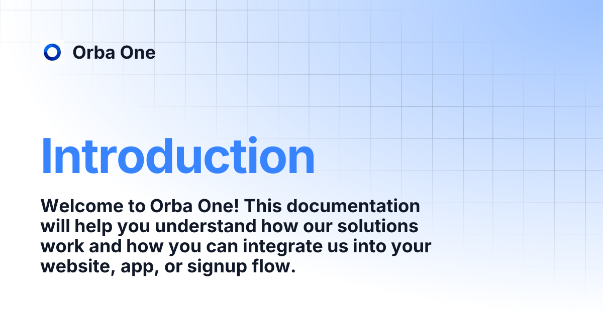 Introduction | Orba One